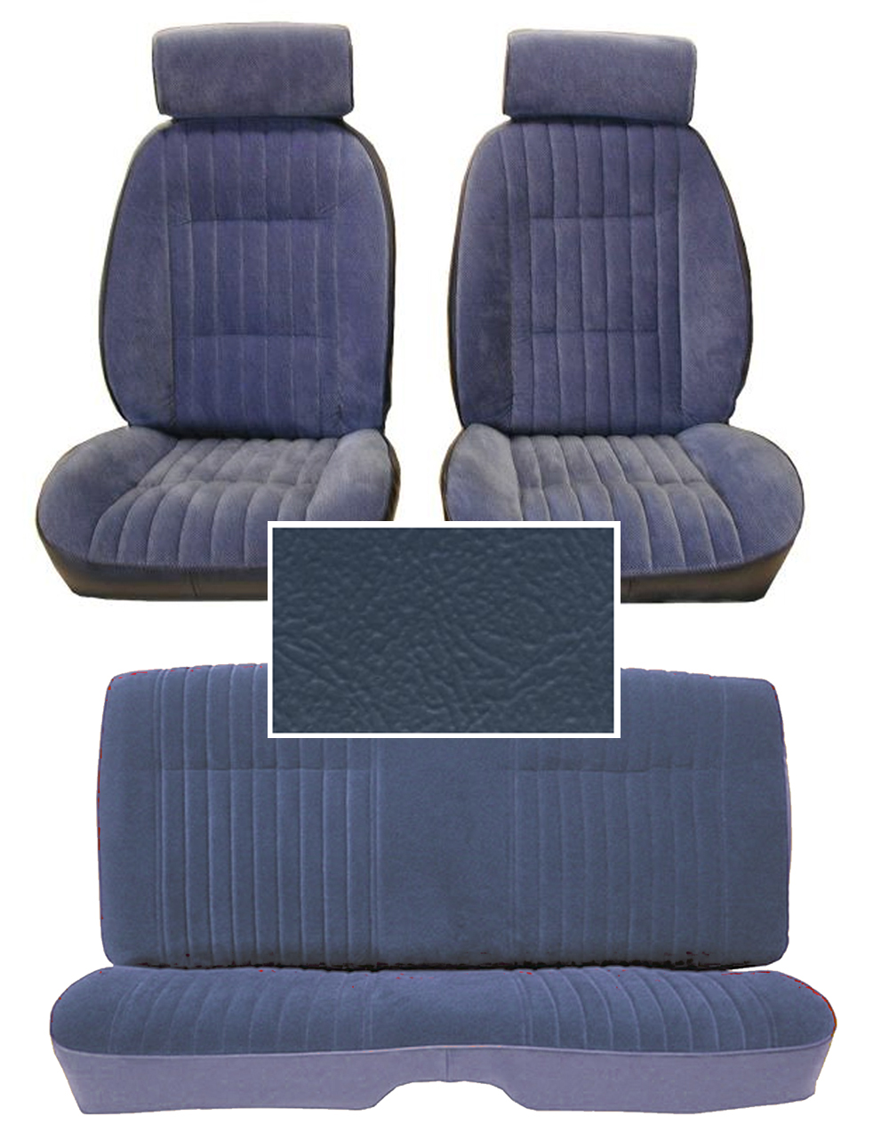 81 88 Monte Carlo SS Front Bucket and Rear Seat Covers Medium Blue Vinyl GBodyParts